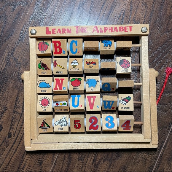 Vintage | Toys | Vintage Wooden Alphabet Abacus | Poshmark